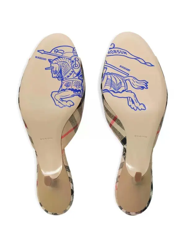 Burberry Check Linen Stiletto Mules