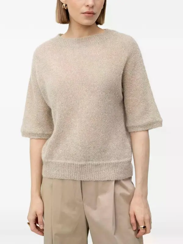 BOSS Short Sleeve Round Neck Sweater - Neutrals