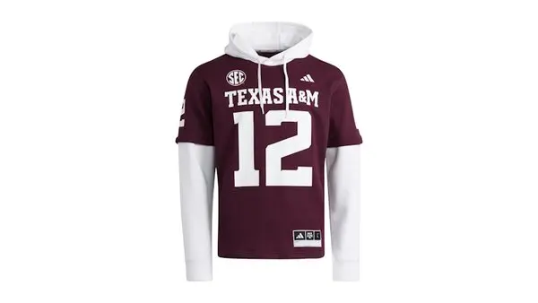 Adidas Aggies Jersey Hoodie - Texas A&m Team Maroon White