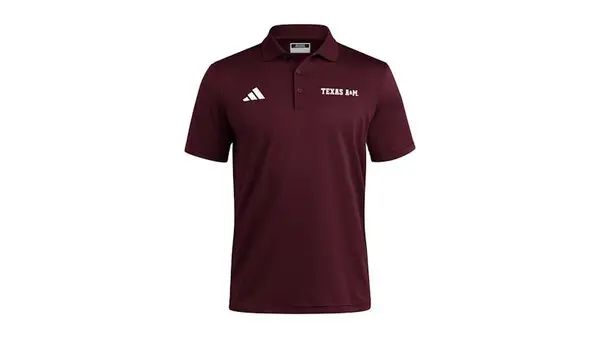 Adidas Aggies Coaches Ottoman Polo Shirt - Texas A&m Team Maroon White