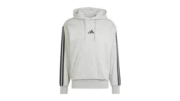 Adidas Essentials 3stripes Fleece Hoodie - Medium Grey Heather Black