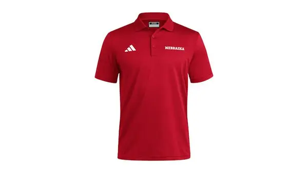Adidas Cornhuskers Coaches Ottoman Polo Shirt - Nebraska Team Power Red White