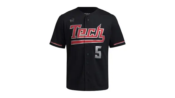 Adidas Strategy Fullbutton Jersey - Texas Tech Black