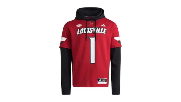 Adidas Cardinals Jersey Hoodie - Louisville Team Power Red Black