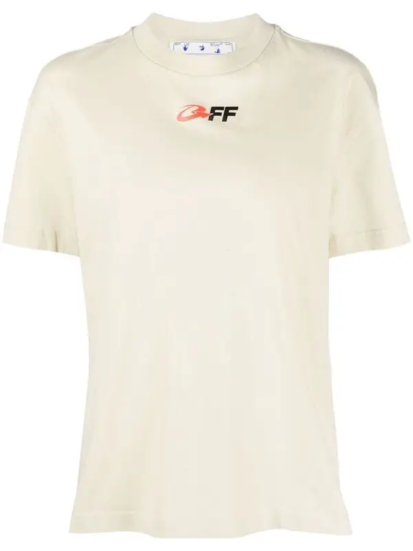 Off-White Graphicprint Cotton T-shirt - Beige/black