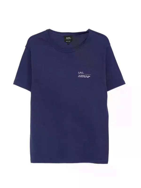 A.p.c. Crew Neck Logo Print T-shirt - Blue