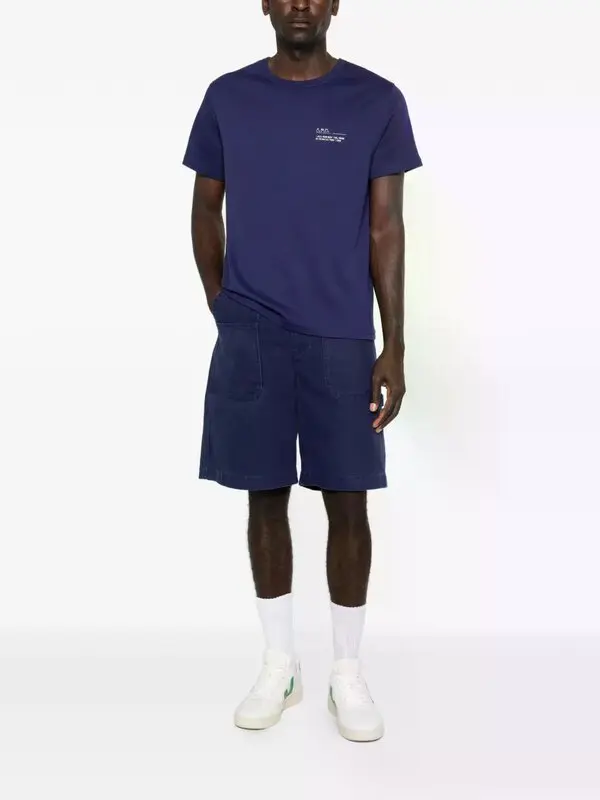 A.p.c. Crew Neck Logo Print T-shirt - Blue
