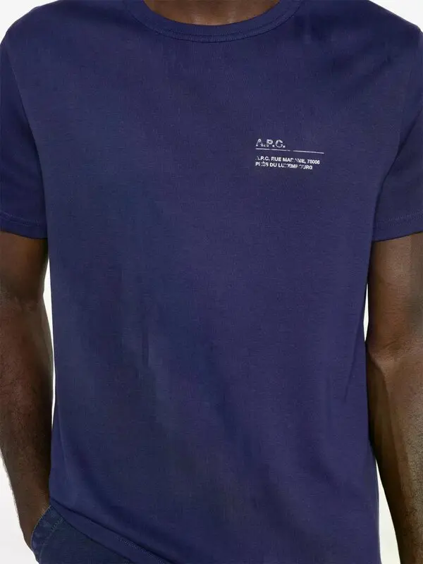 A.p.c. Crew Neck Logo Print T-shirt - Blue
