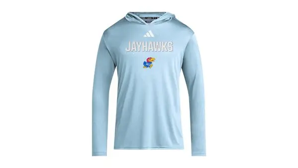 Adidas Jayhawks Players D4t Long Sleeve Hoodie - Kansas Team Light Blue White