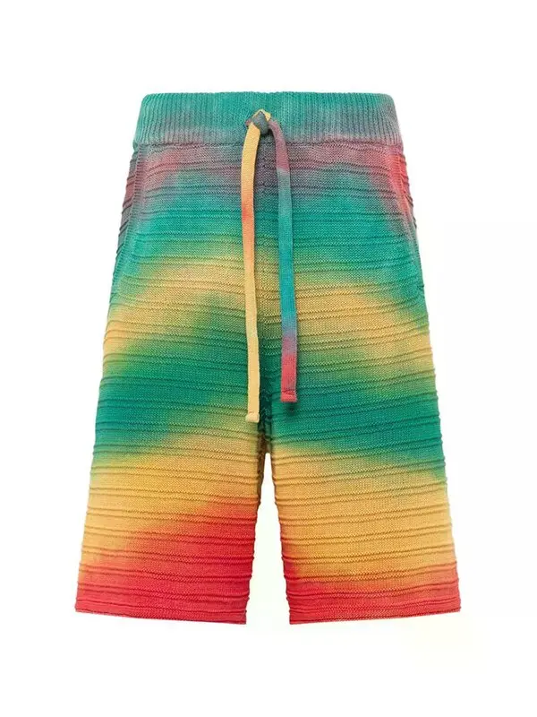 LANEUS Knitted Drawstring Shorts - Green