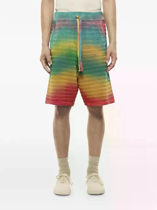LANEUS Knitted Drawstring Shorts - Green