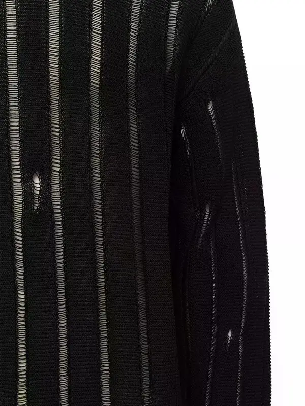 LANEUS Striped Ripped Jumper