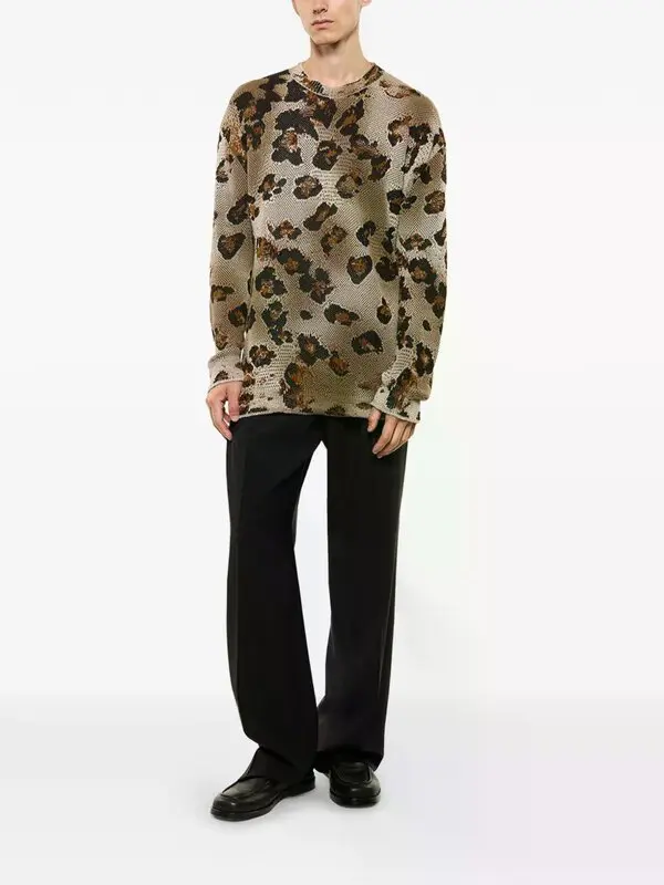 LANEUS Leopard Print Knitted Jumper