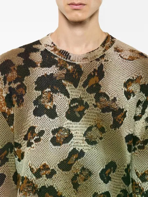 LANEUS Leopard Print Knitted Jumper