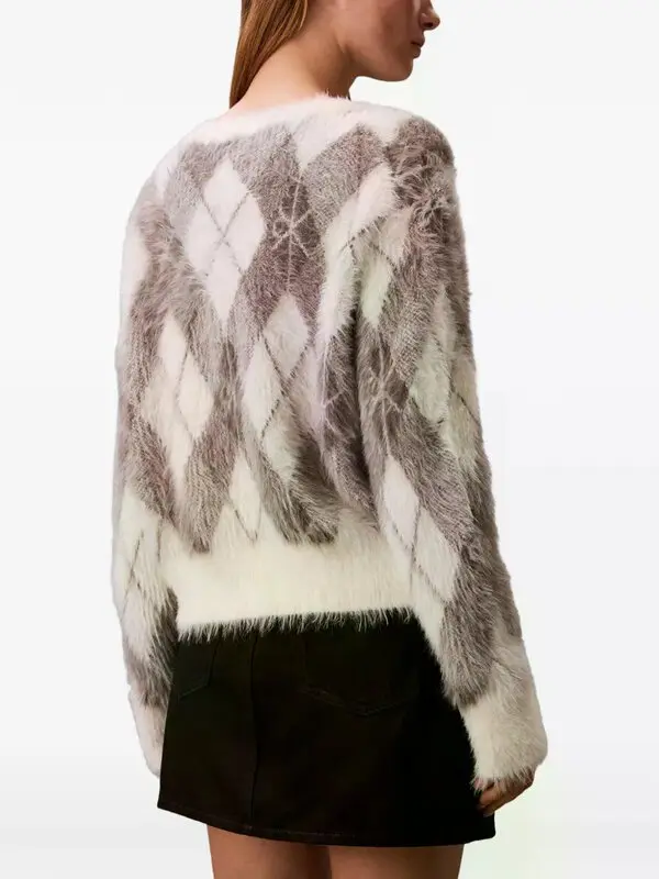 Calvin Klein Argyle-pattern Buttoned Cardigan