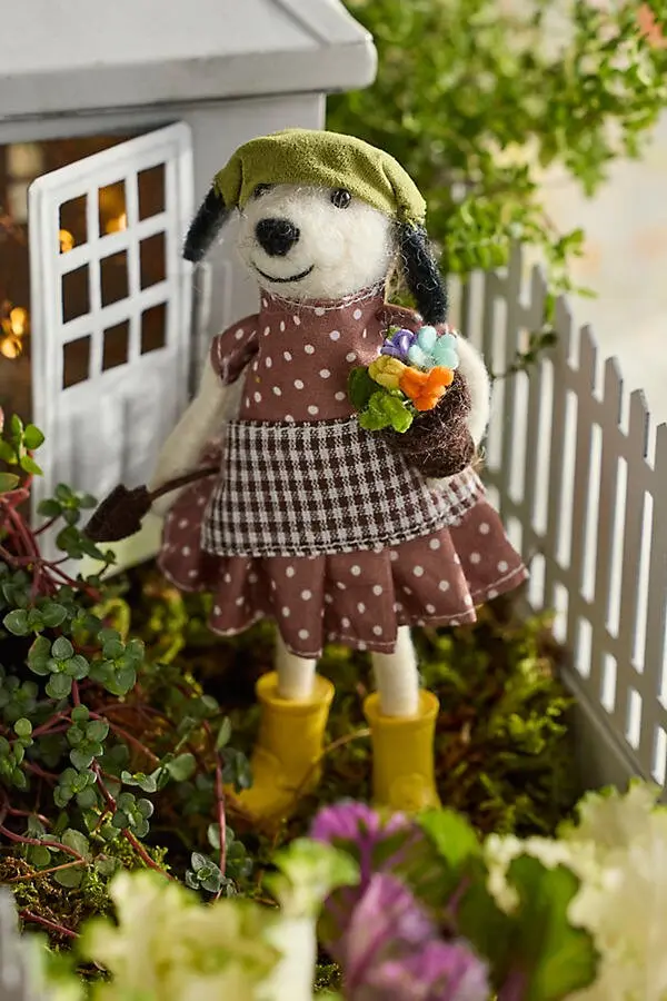 TERRAIN Garden Dress Dog Felt Critter - Brown