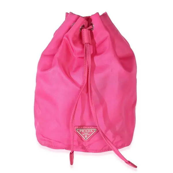 Prada Tessuto Logo Drawstring Pouch - Pink