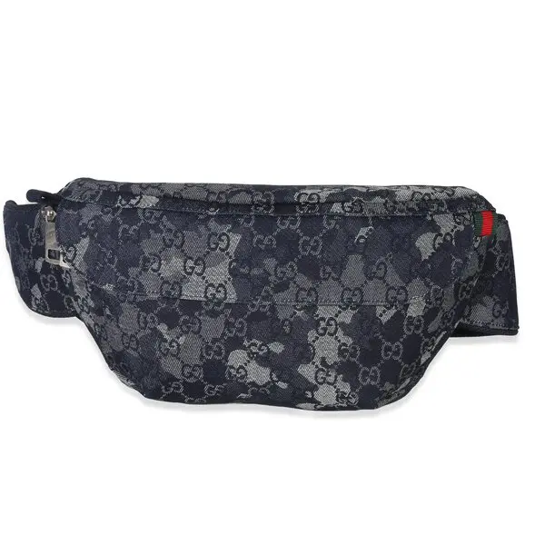 Gucci Navy Gg Floral Canvas Belt Bag - Blue