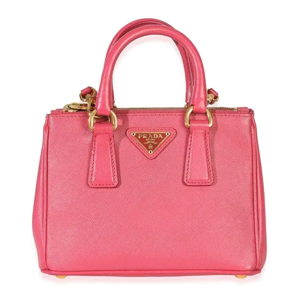 Prada Saffiano Lux Galleria Double Tote - Pink