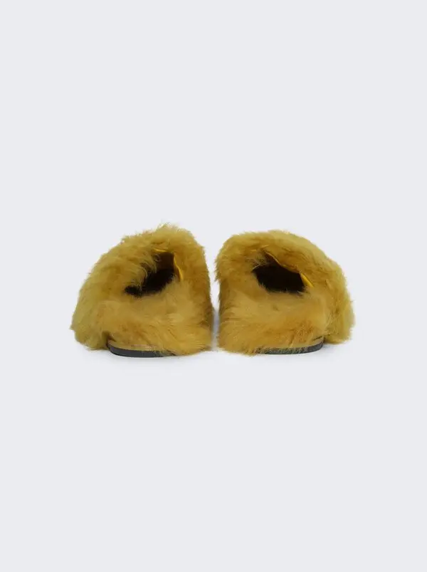 Rick Owens Shearling Mules - Yellow