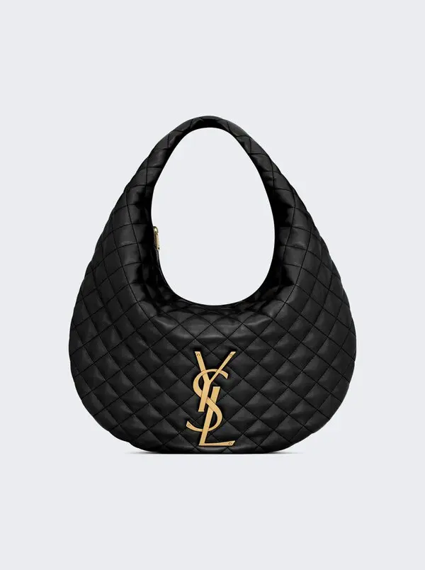 Saint Laurent Quilted Leather Hobo Bag - Black