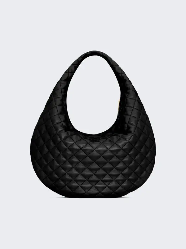 Saint Laurent Quilted Leather Hobo Bag - Black