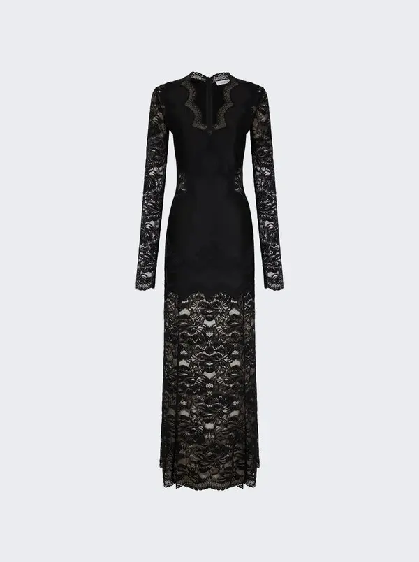 Rabanne Long Lace Dress - Black