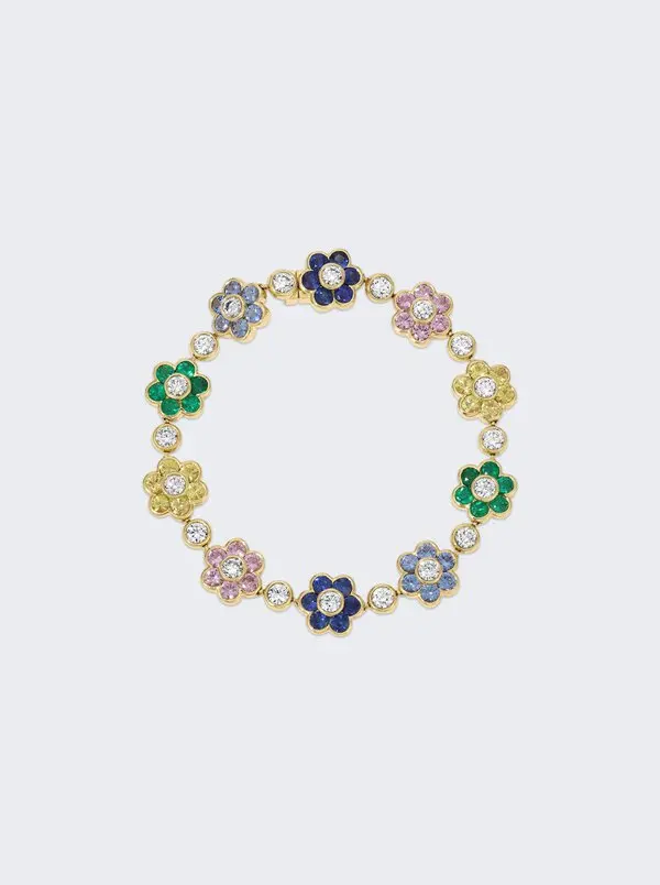 ANITA KO Multi Sapphire Emerald And Diamond Flora Bracelet 18k Yellow Gold - Yg