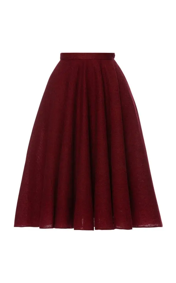 Lena Hoschek Catherine Pleated Wool Skirt - Red