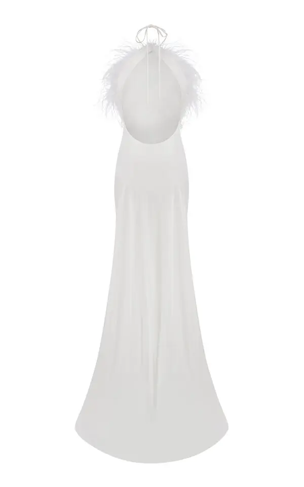 Ila Ada Feathered Satin Maxi Dress