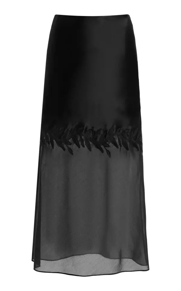 BY MALENE BIRGER Angelina Appliquéd Midi Skirt - Black