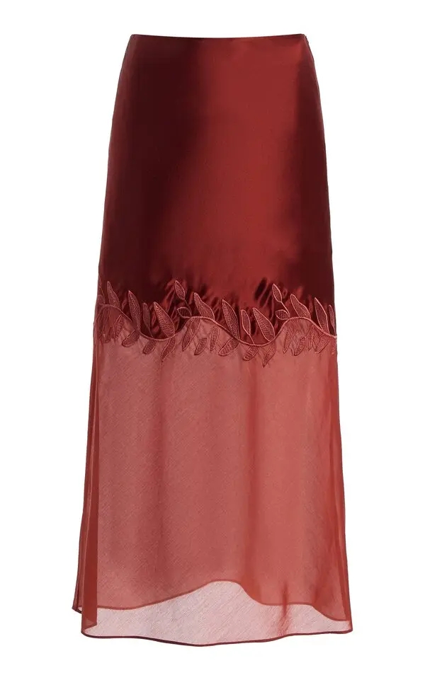 BY MALENE BIRGER Angelina Appliquéd Midi Skirt - Burgundy