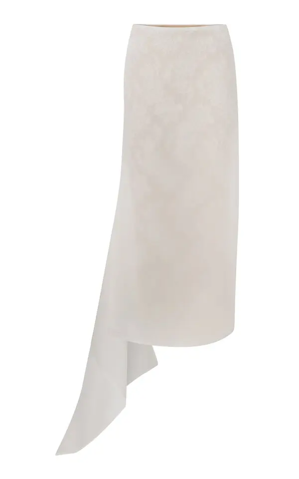 Ila Moisa Silk Organza Midi Skirt With Inner Lace Detail - White