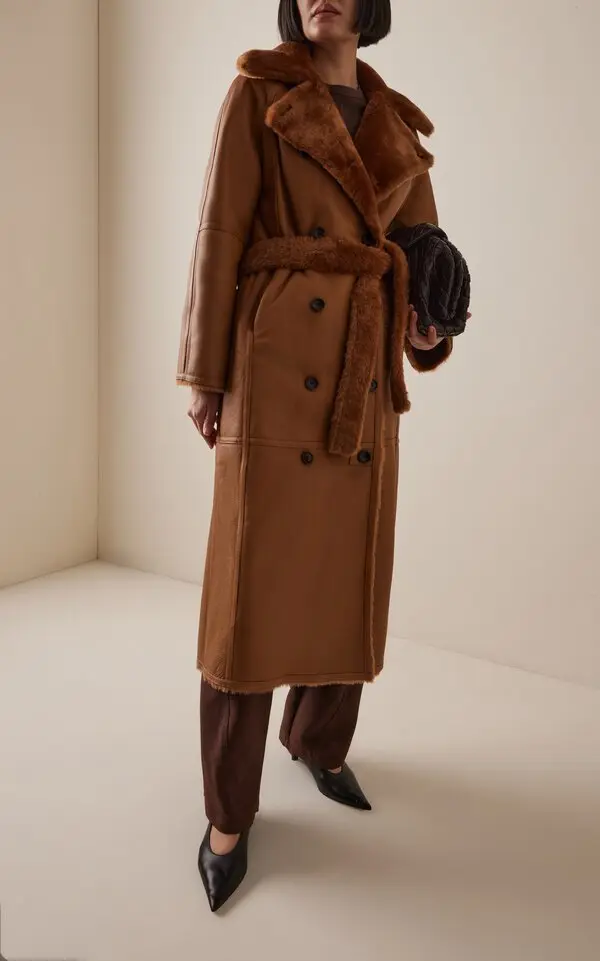 BY MALENE BIRGER Hally Reversible Shearling Coat - Brown