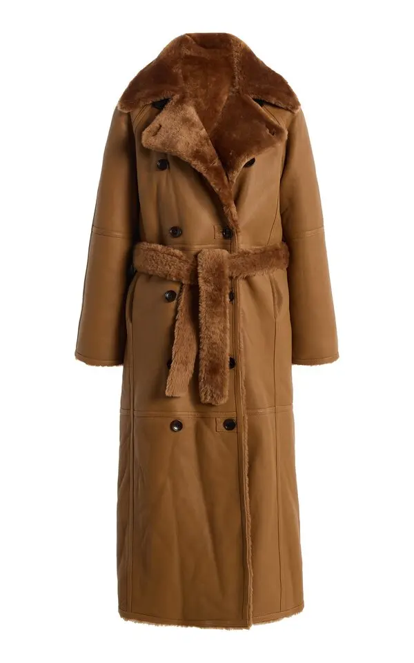 BY MALENE BIRGER Hally Reversible Shearling Coat - Brown