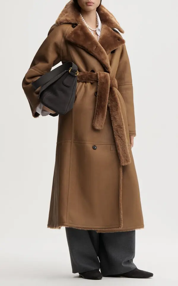 BY MALENE BIRGER Hally Reversible Shearling Coat - Brown