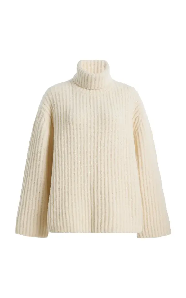 BY MALENE BIRGER Dafne Turtleneck Wool-blend Sweater - White