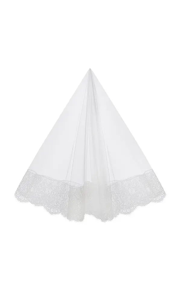 Ila Nina Tulle Veil With Lace Border - White