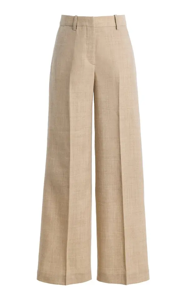 BY MALENE BIRGER Rosabella Mid-rise Virgin-wool Wide-leg Pants - Light Grey