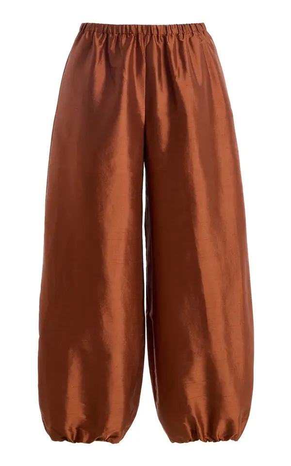 BY MALENE BIRGER Lumas Mid-rise Organic-silk Straight-leg Pants - Orange