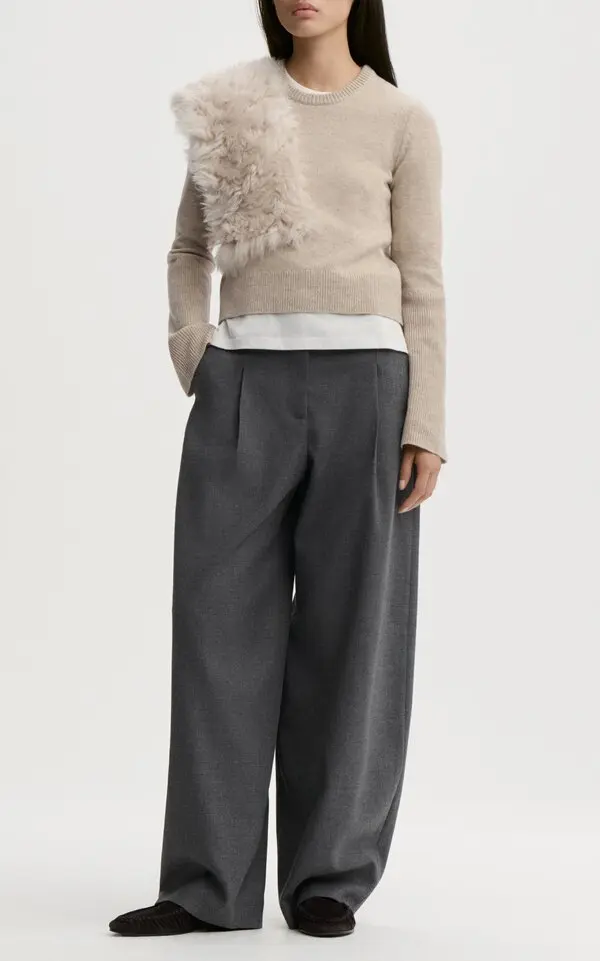 BY MALENE BIRGER Hannah Crew-neck Wool Sweater - Neutral