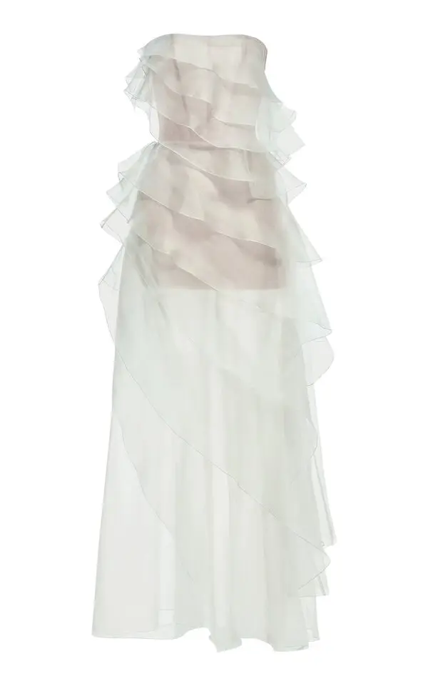 MONTSAND Tiered Strapless Maxi Dress - Light Wash