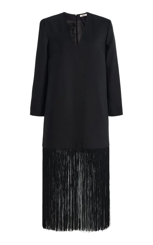 BY MALENE BIRGER Mella Fringed Virgin-wool Midi Dress - Black