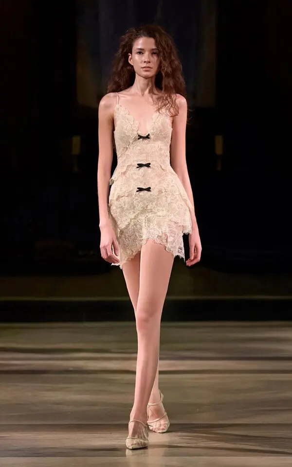 MONTSAND Lace Bow Mini Dress - Nude