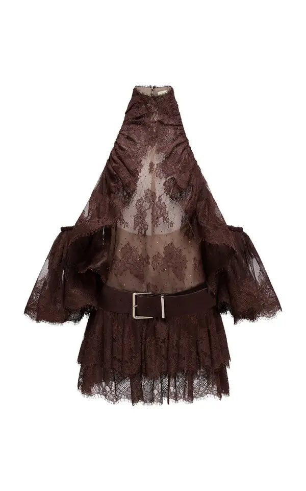 MONTSAND Ruffled High-neck Mini Dress