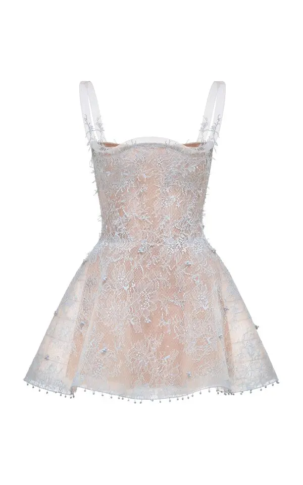 MONTSAND Straight-neck Skater Mini Dress - Light Blue