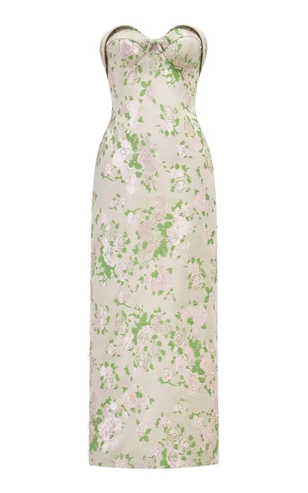 MONTSAND Silk-blend Corset Midi Dress With Print