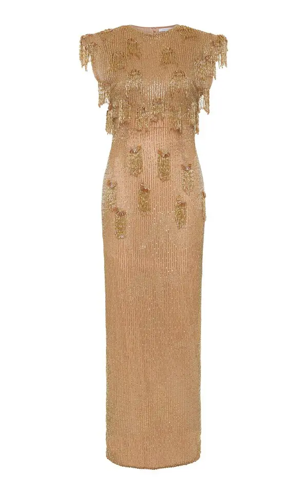 Rachel Gilbert Lani Beaded Gown - Gold