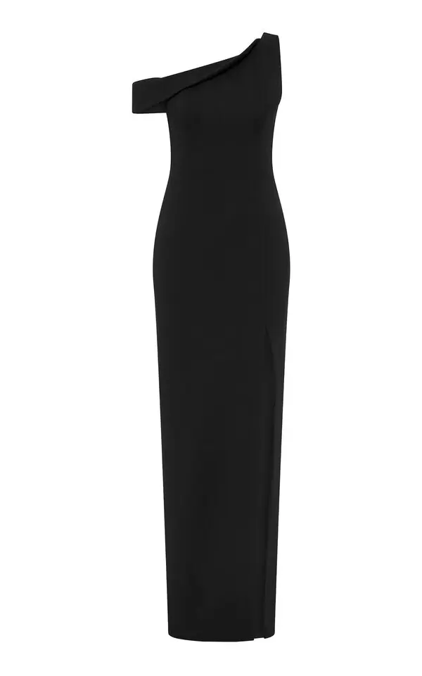 Rachel Gilbert Emile One-shoulder Column Gown - Black