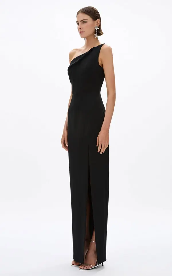 Rachel Gilbert Emile One-shoulder Column Gown